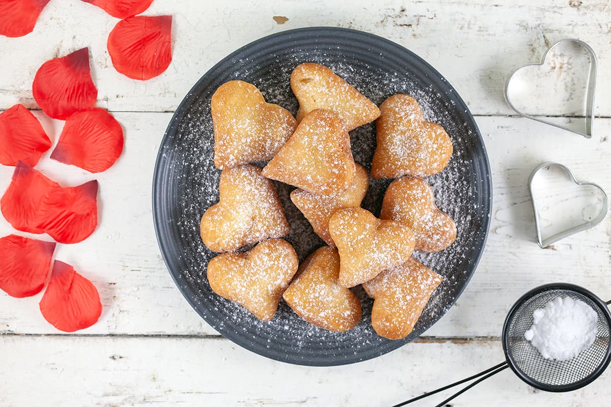 Heart shaped beignets