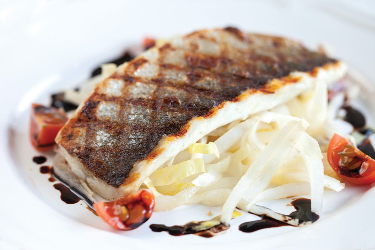 Sea bass balsamic vinegar and chicory